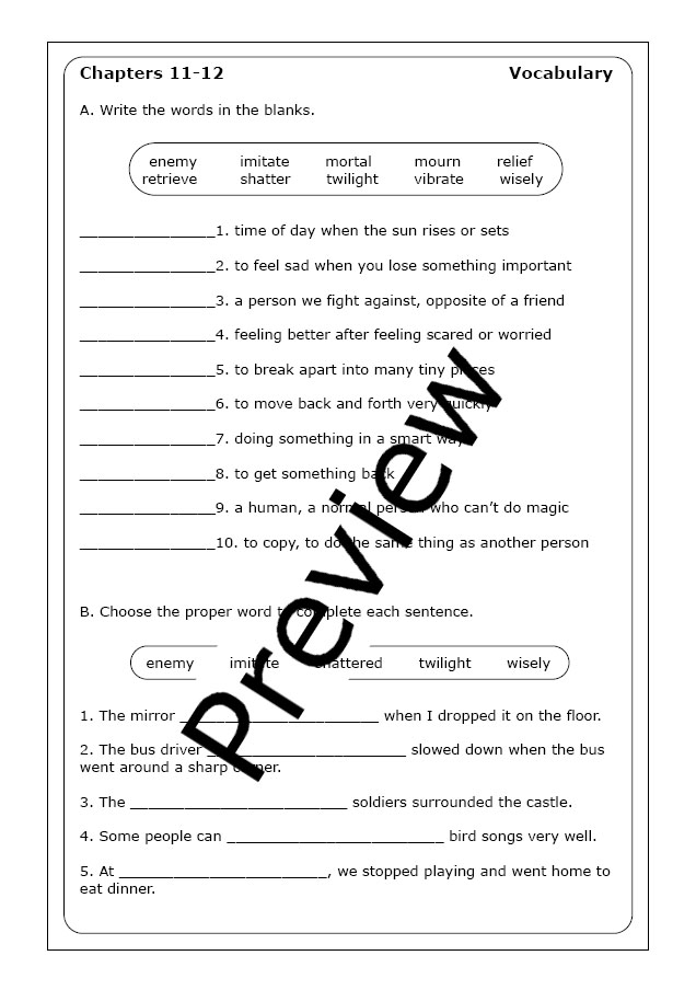 Merlin Mission #3 "Summer of the Sea Serpent" worksheets | Made By Teachers