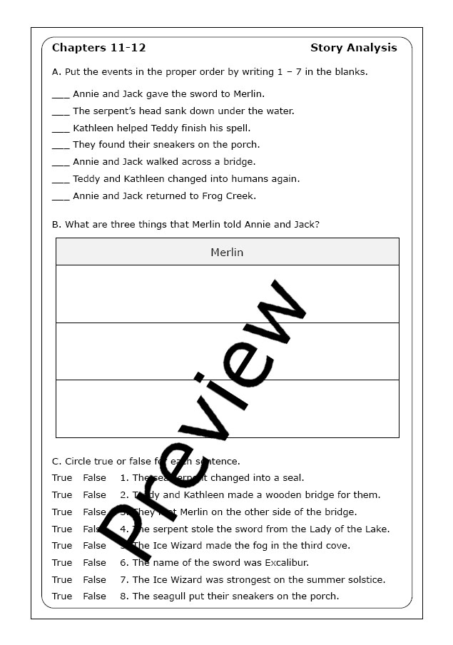 Merlin Mission #3 "Summer of the Sea Serpent" worksheets | Made By Teachers