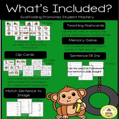 Prepositions and Positional Concepts Monkey Themed | Made By Teachers