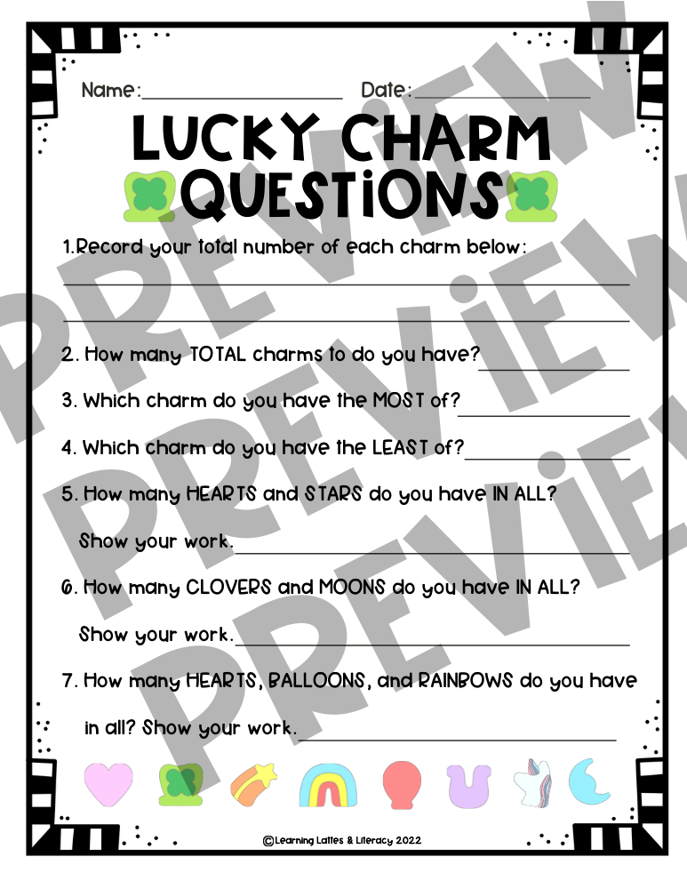 St. Patrick's Day Math Activity Lucky Charm Graphing Graph and Sort ...
