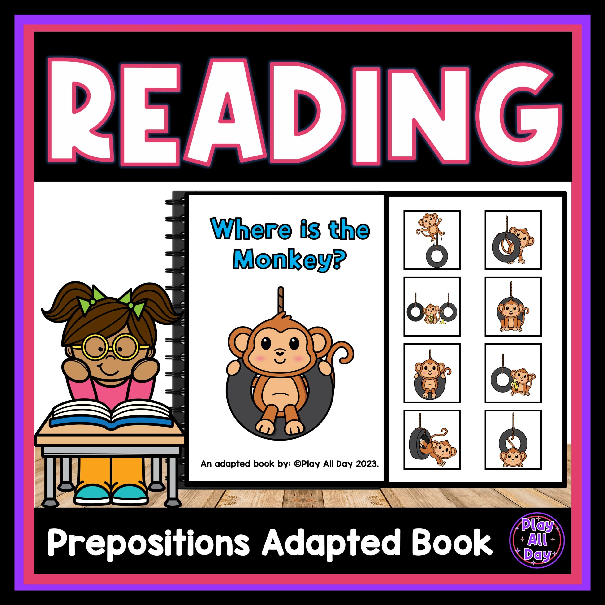 Zoo Prepositions Adapted Book and Flash Cards | Monkey Interactive Book ...