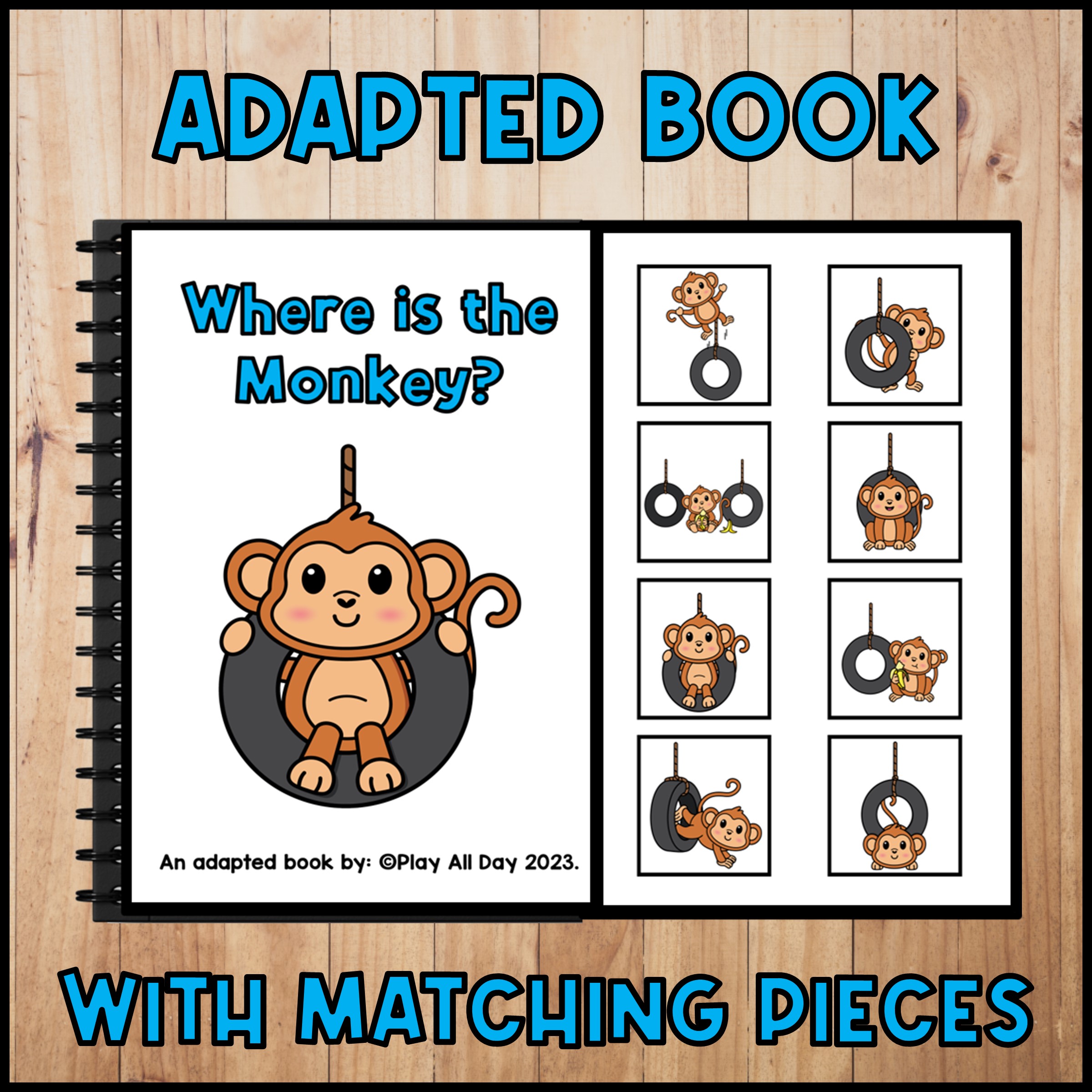 Zoo Prepositions Adapted Book and Flash Cards | Monkey Interactive Book ...