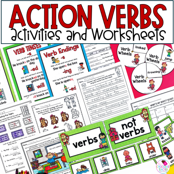 Action Verbs with Picture Cards, Sorting, Worksheets - 1st Grade ...