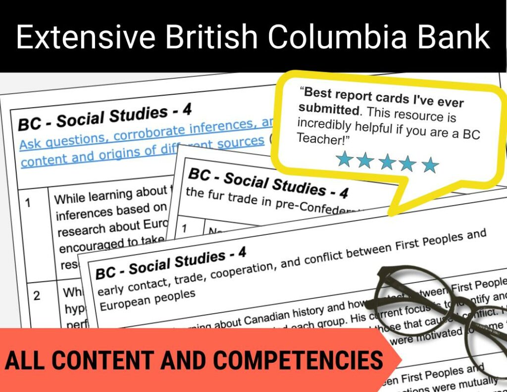 Social Studies Report Card Comments - Ontario, Alberta and BC Grade 4 ...