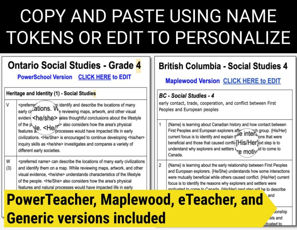 Social Studies Report Card Comments - Ontario, Alberta and BC Grade 4 ...