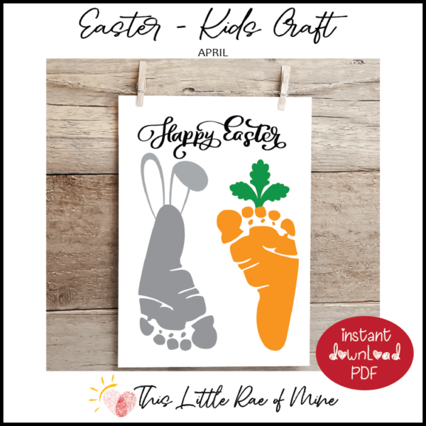 Happy Easter - Carrot - Bunny - Footprint Art - Handprint - Keepsake ...