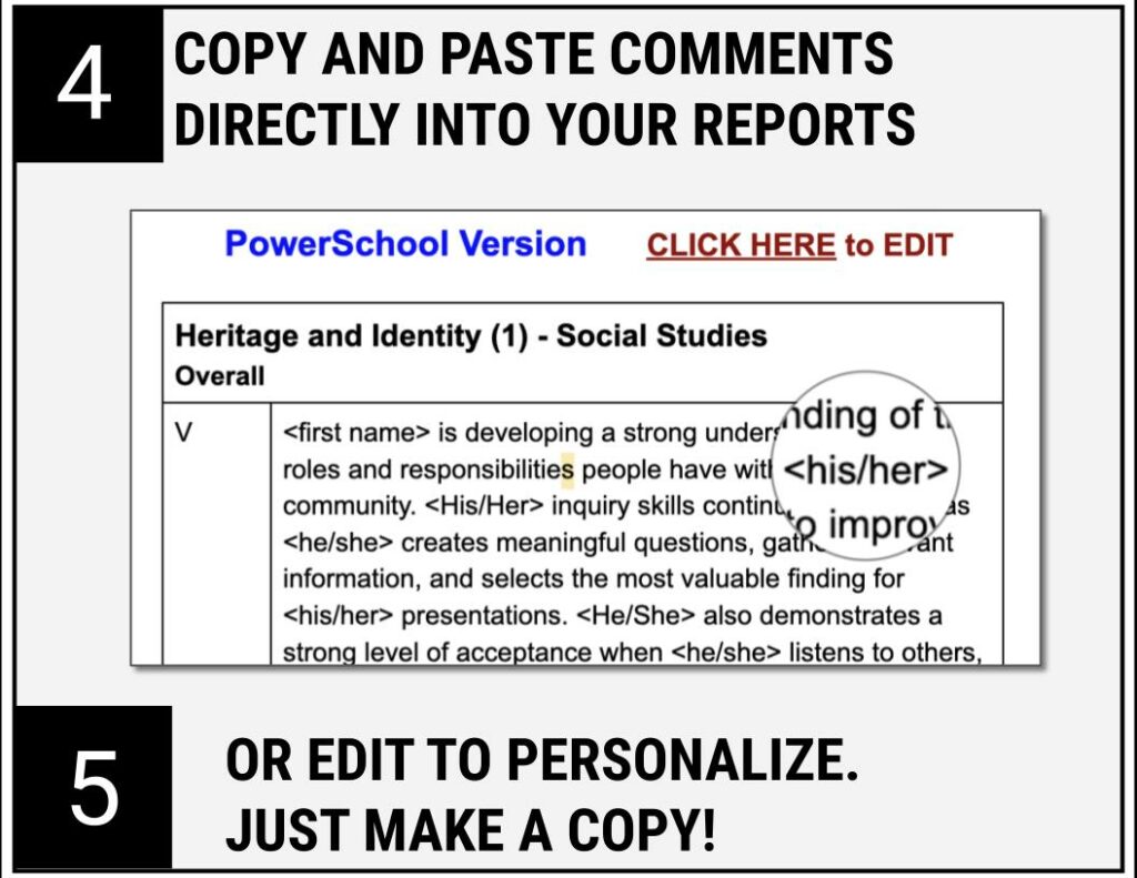 Social Studies Report Card Comments - Ontario and BC Grade 6 - EDITABLE ...