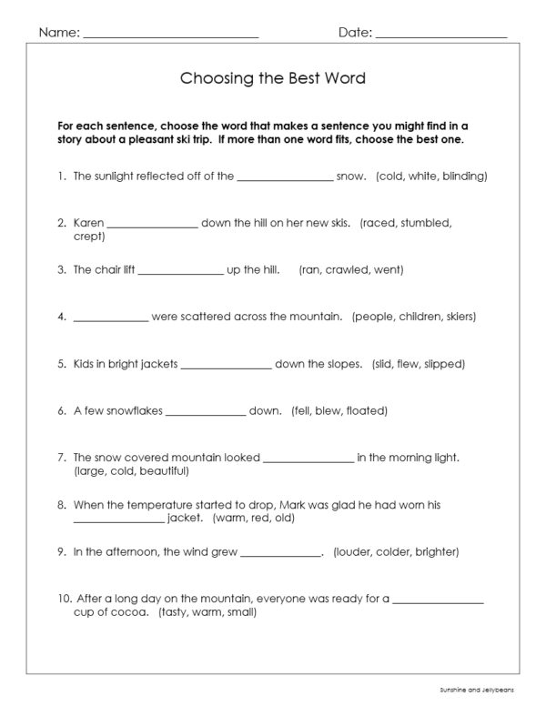 Effective Writing - Choosing the Best Word - 3 worksheets - Grades 3-5 ...