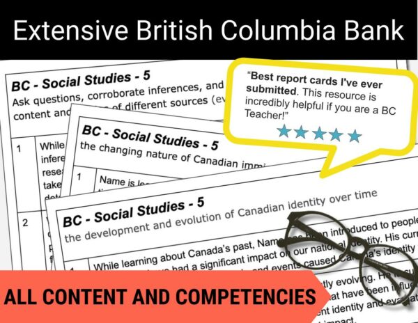 Social Studies Report Card Comments - Ontario and BC Grade 5 - EDITABLE ...