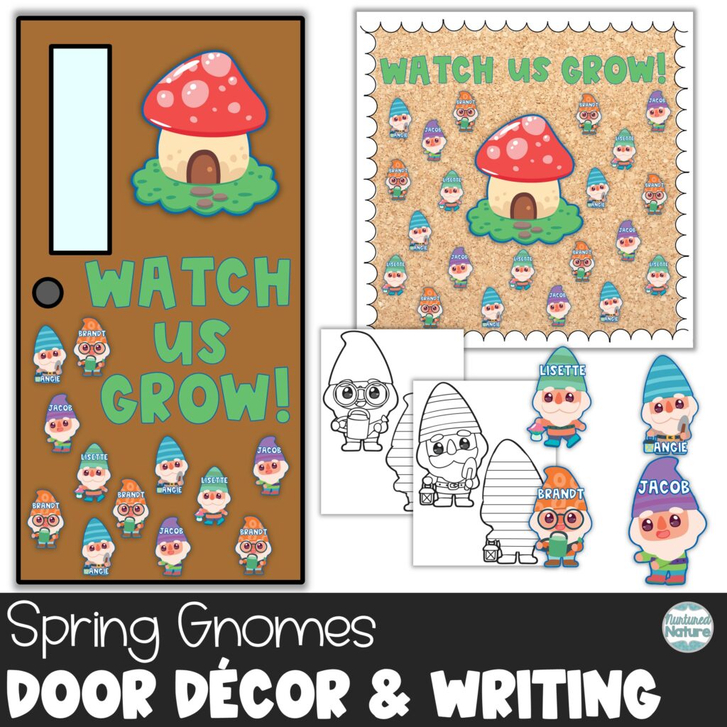 Gnomes Spring Classroom Door Decor with Editable Spring Bulletin Board ...