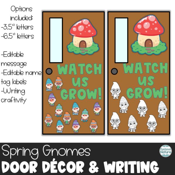 Gnomes Spring Classroom Door Decor with Editable Spring Bulletin Board ...