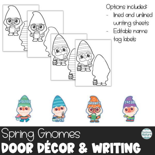 Gnomes Spring Classroom Door Decor with Editable Spring Bulletin Board ...