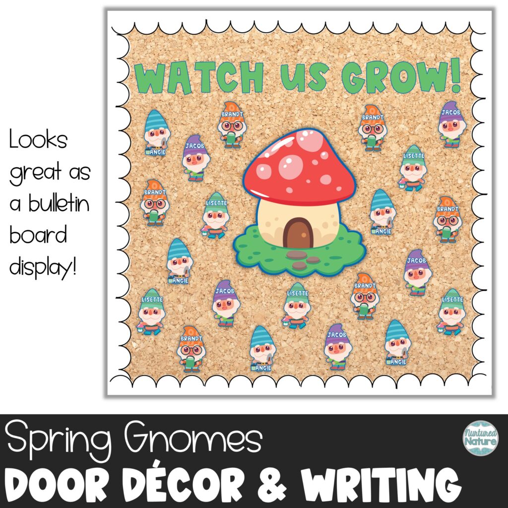 Gnomes Spring Classroom Door Decor with Editable Spring Bulletin Board ...