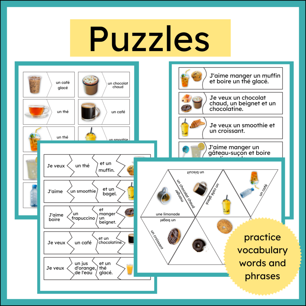 French Au Café Games, Worksheets, and Puzzles | Made By Teachers
