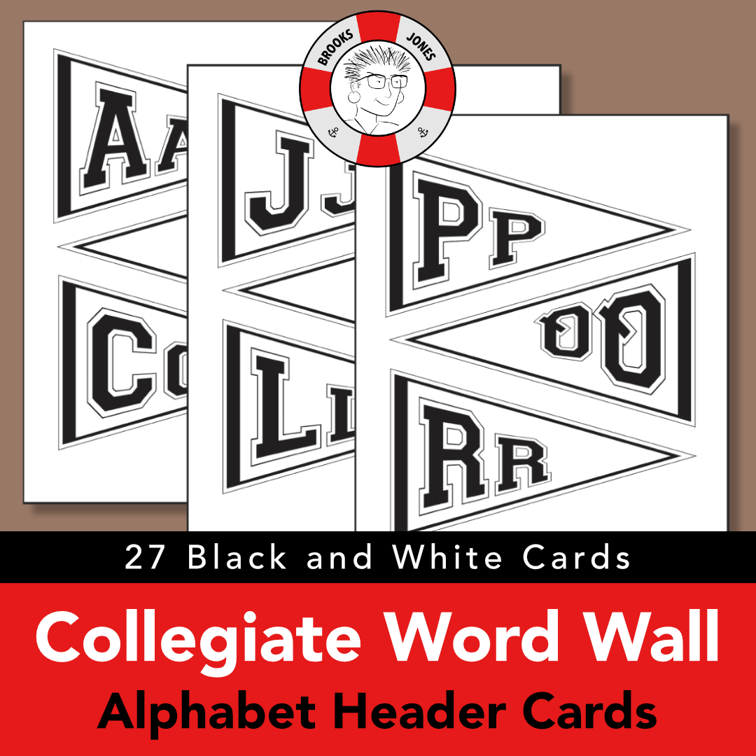 Collegiate-Themed Word Wall Header Cards: Black and White | Made By ...