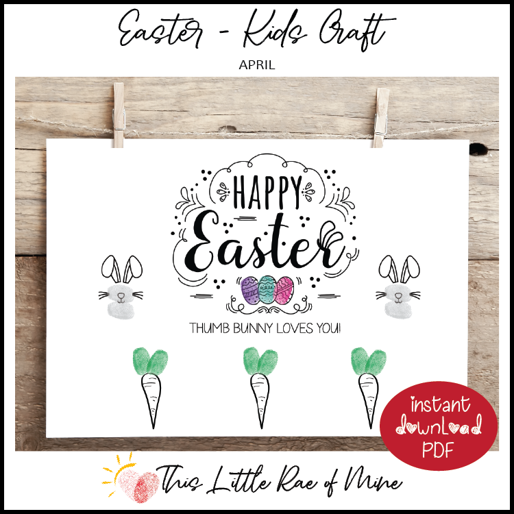 Happy Easter - Thumb Bunny Loves You - fingerprint Art - Keepsake ...