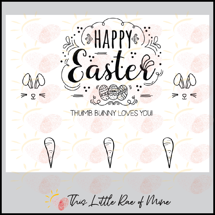 Happy Easter - Thumb Bunny Loves You - fingerprint Art - Keepsake ...