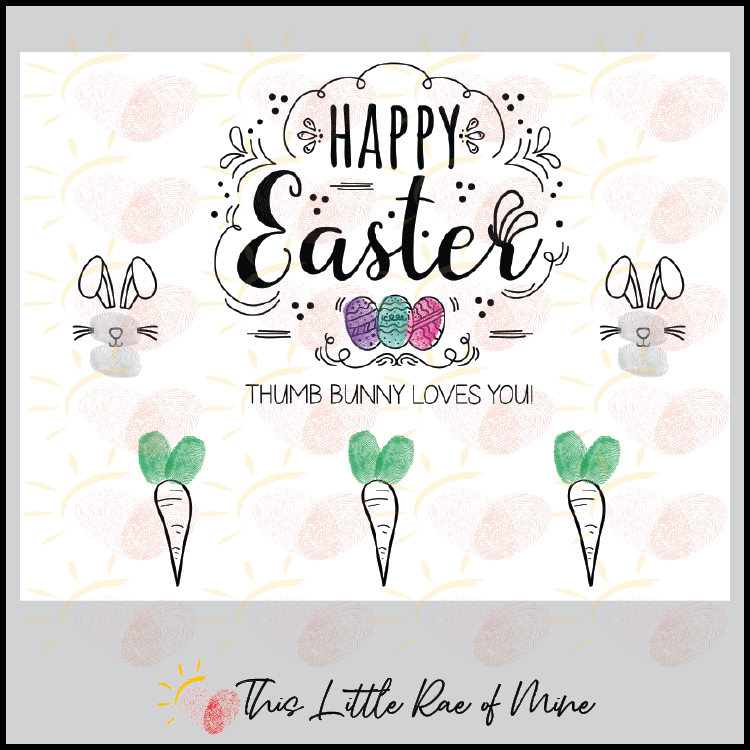 Happy Easter - Thumb Bunny Loves You - fingerprint Art - Keepsake ...