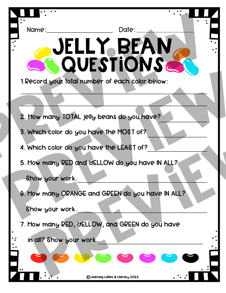 Jelly Beans Math Activity Sort and Graph Math Center Easter Spring ...