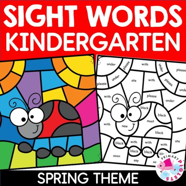 SPRING COLOR BY CODE SIGHT WORDS KINDERGARTEN PRIMER | Made By Teachers