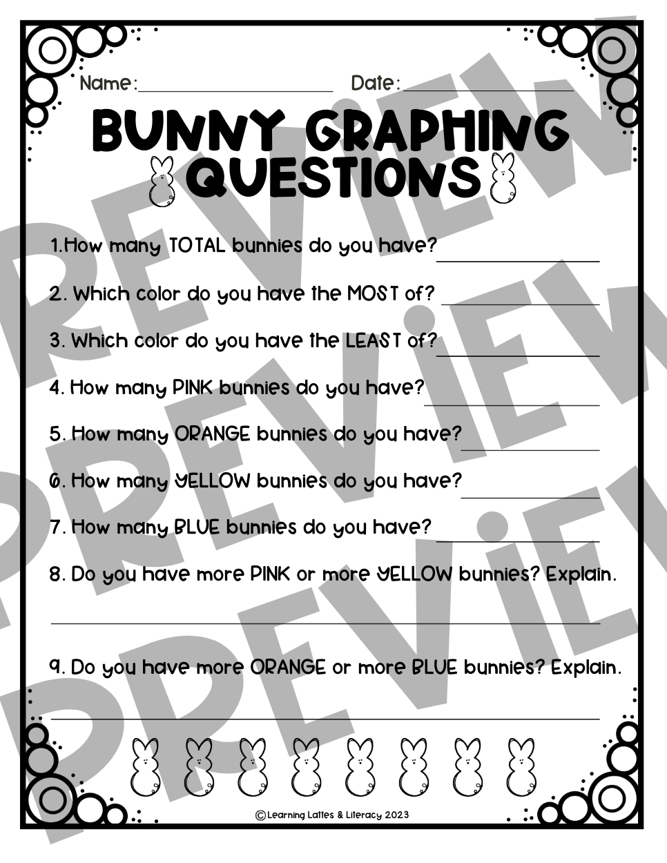 Peeps Math Activity Easter Bunny Graphing Candy Sorting Math Activities ...