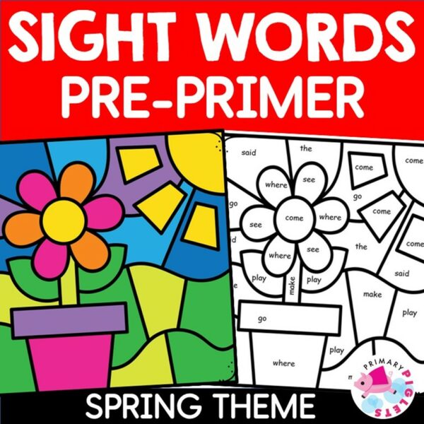 SPRING COLOR BY CODE SIGHT WORDS PREPRIMER | Made By Teachers