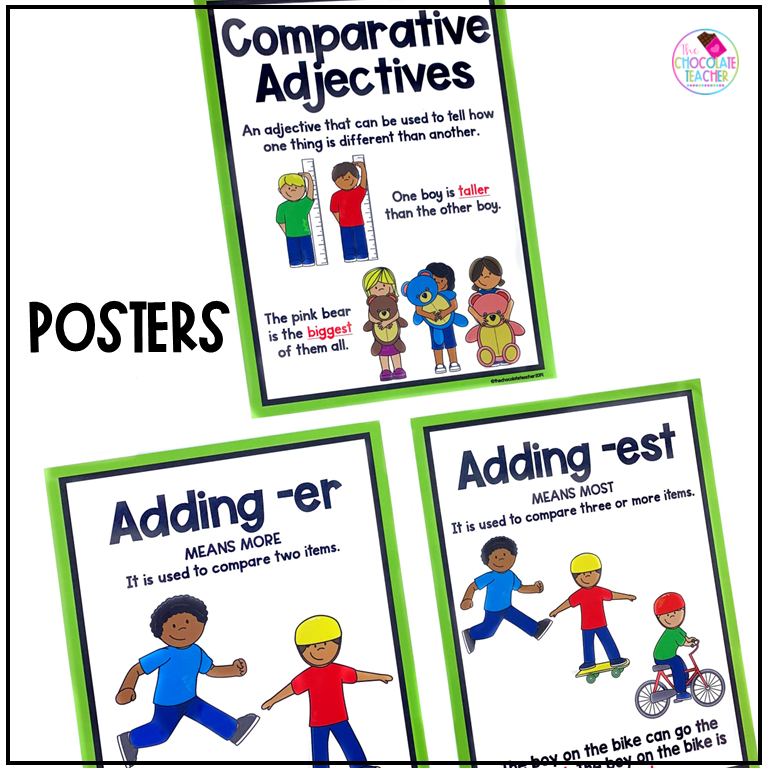 Comparative Adjectives with Suffixes er and est - 1st Grade Grammar ...