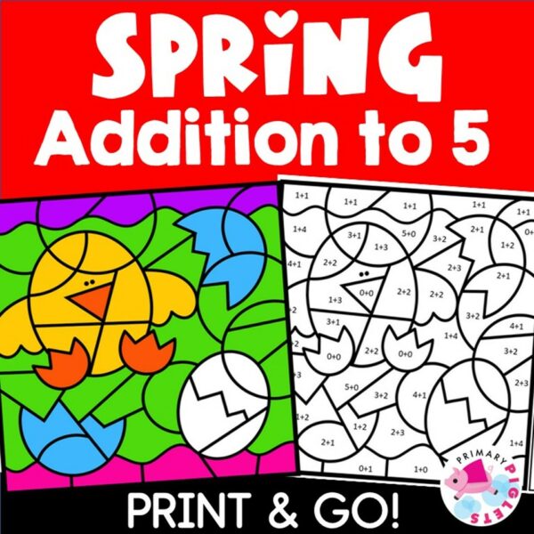 SPRING COLOR BY NUMBER CODE ADDITION TO 5 | Made By Teachers