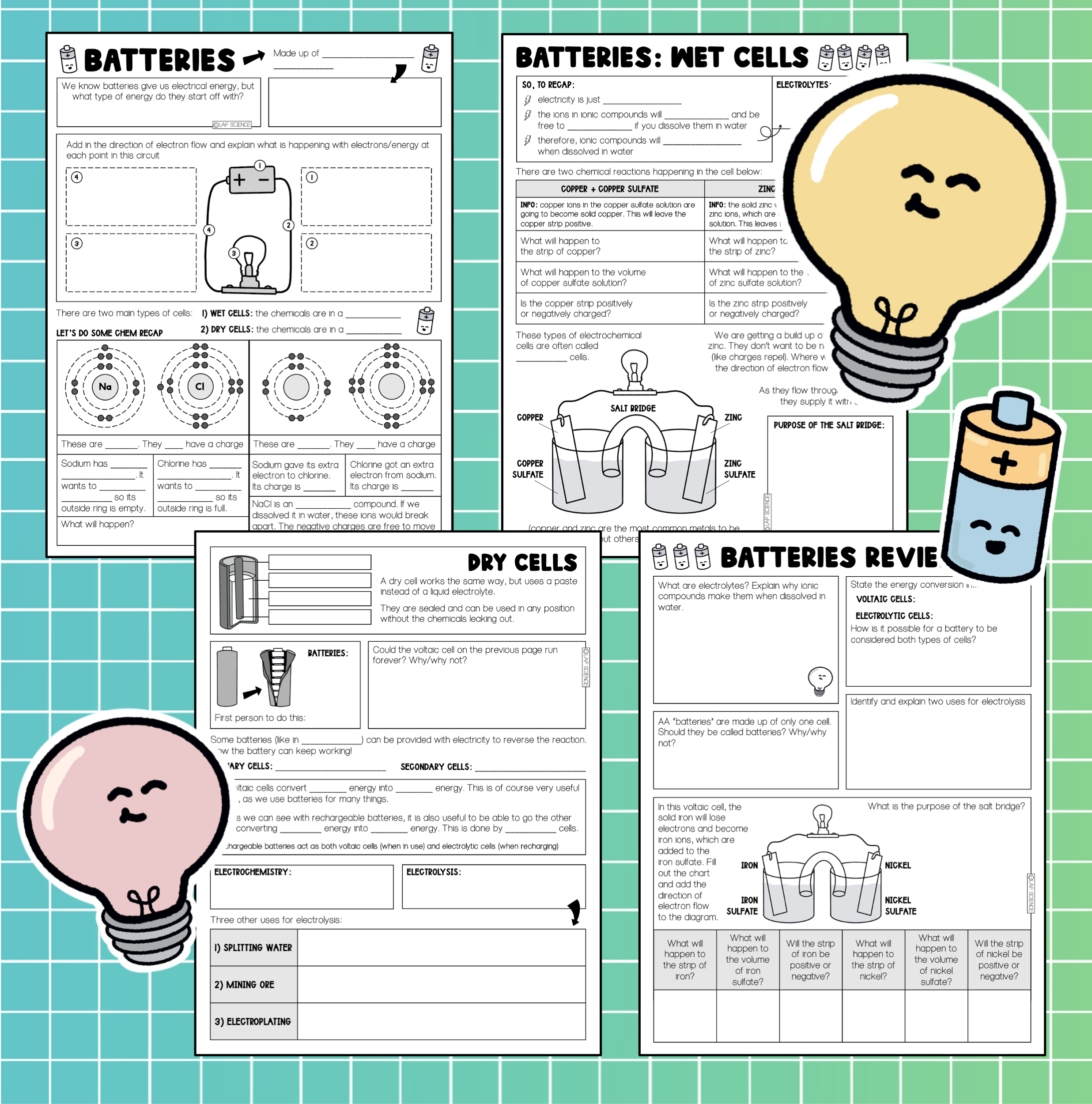 Batteries Notes and Practice (ions, electrolytes, voltaic cells) | Made ...