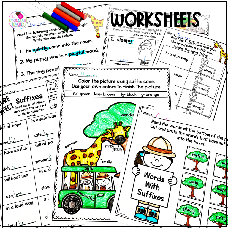Suffixes FUL LESS LY Y - 1st Grade Grammar Worksheets and Activities ...