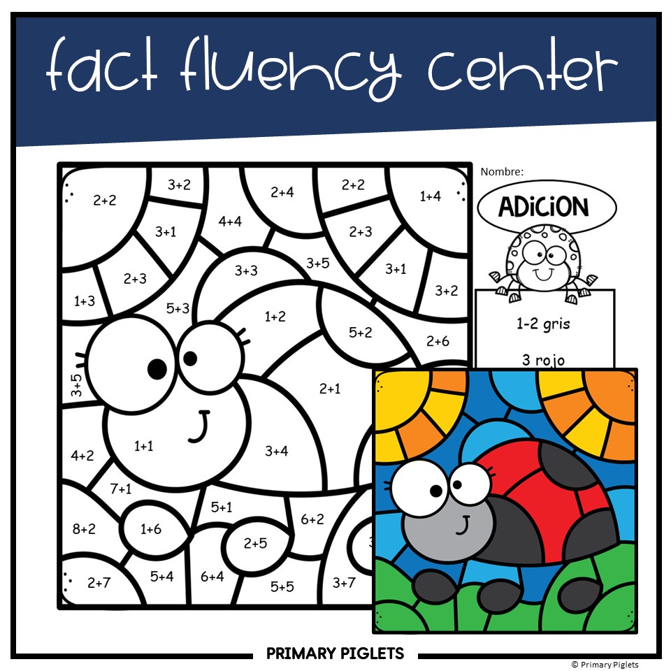 SPRING BUGS & INSECTS SPANISH COLOR BY NUMBER CODE ADDITION TO 10 ...