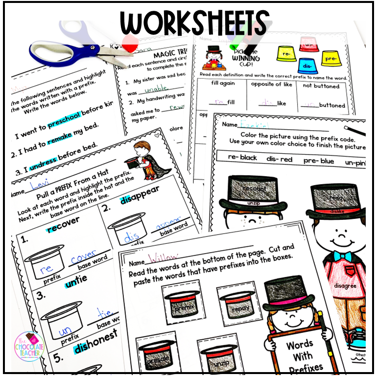 Prefixes UN RE DIS PRE - 1st Grade Grammar Worksheets and Activities ...