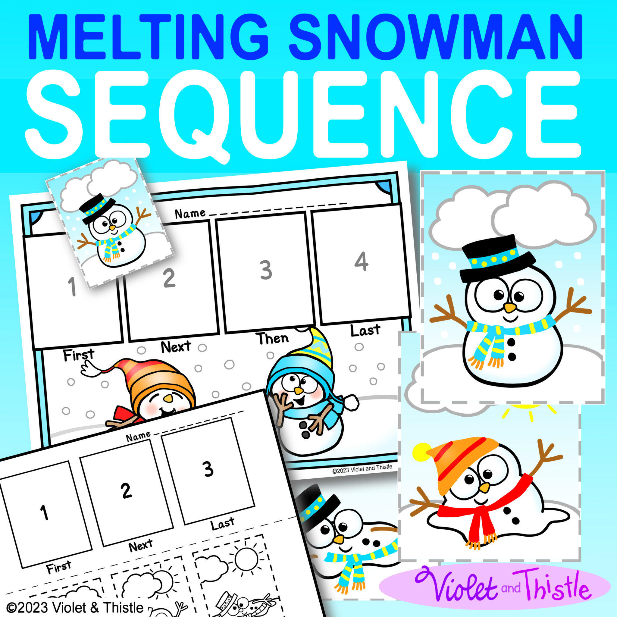 Melting Snowman Sequence of Events Activity 3 4 or 6 Step Sequencing ...