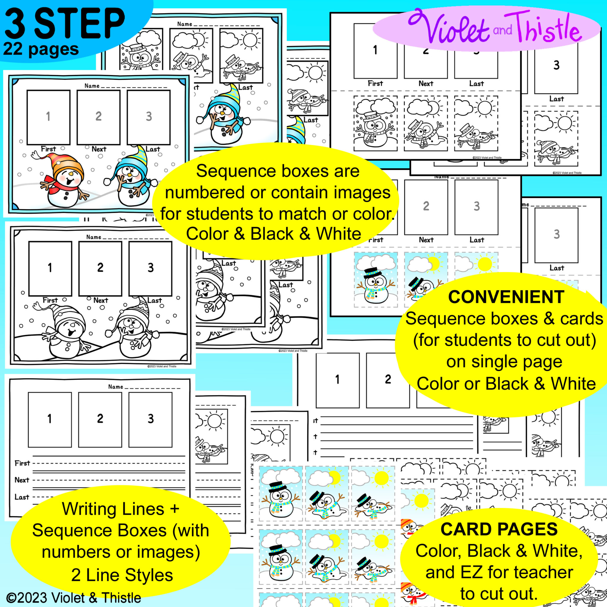 Melting Snowman Sequence of Events Activity 3 4 or 6 Step Sequencing ...