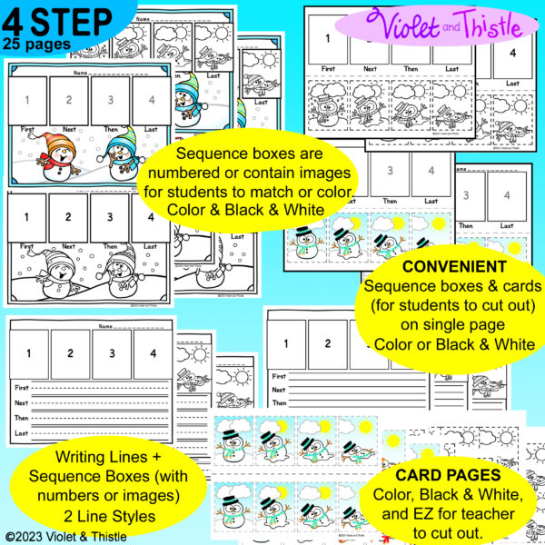 Melting Snowman Sequence of Events Activity 3 4 or 6 Step Sequencing ...