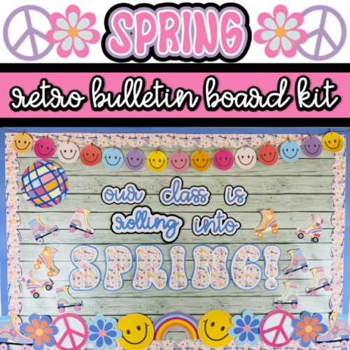 Spring Retro Groovy Bulletin Board Kit and Classroom Door Decor | Made ...