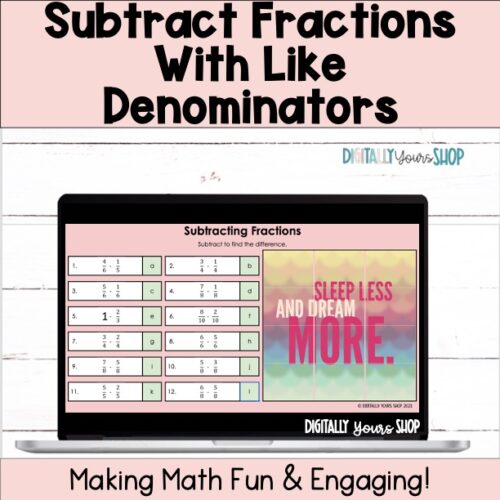 Subtract Fractions With Like Denominators Digital Self-Checking ...