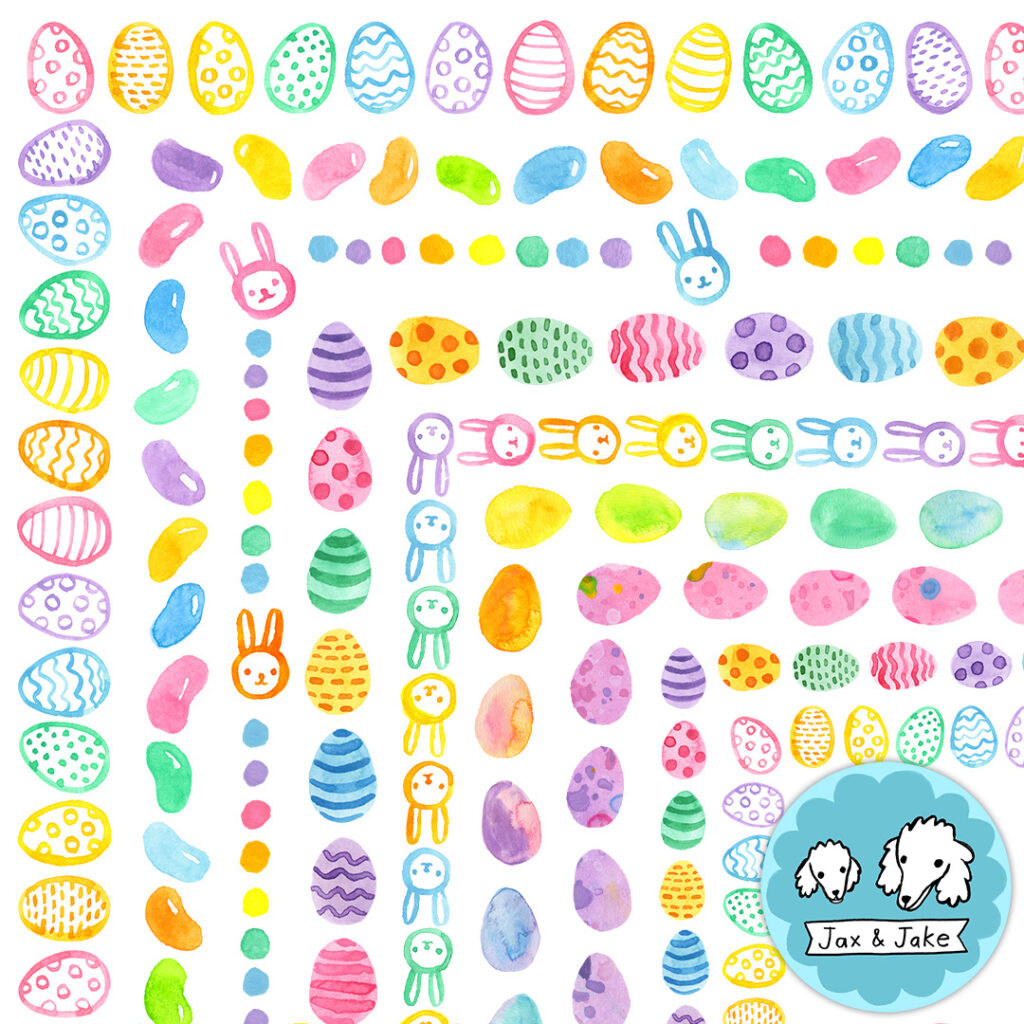 Easter Watercolor Clipart Borders - Spring Rainbow Egg, Bunny Clip Art ...