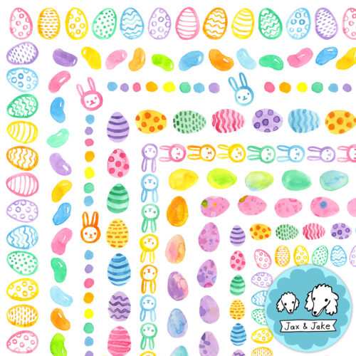 Easter Watercolor Clipart Borders - Spring Rainbow Egg, Bunny Clip Art ...