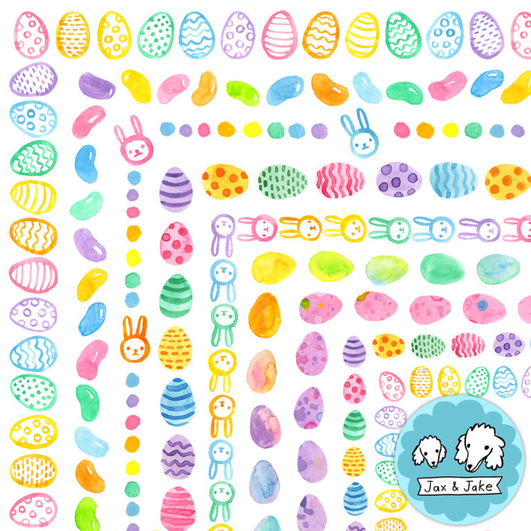 Easter Watercolor Clipart Borders - Spring Rainbow Egg, Bunny Clip Art ...