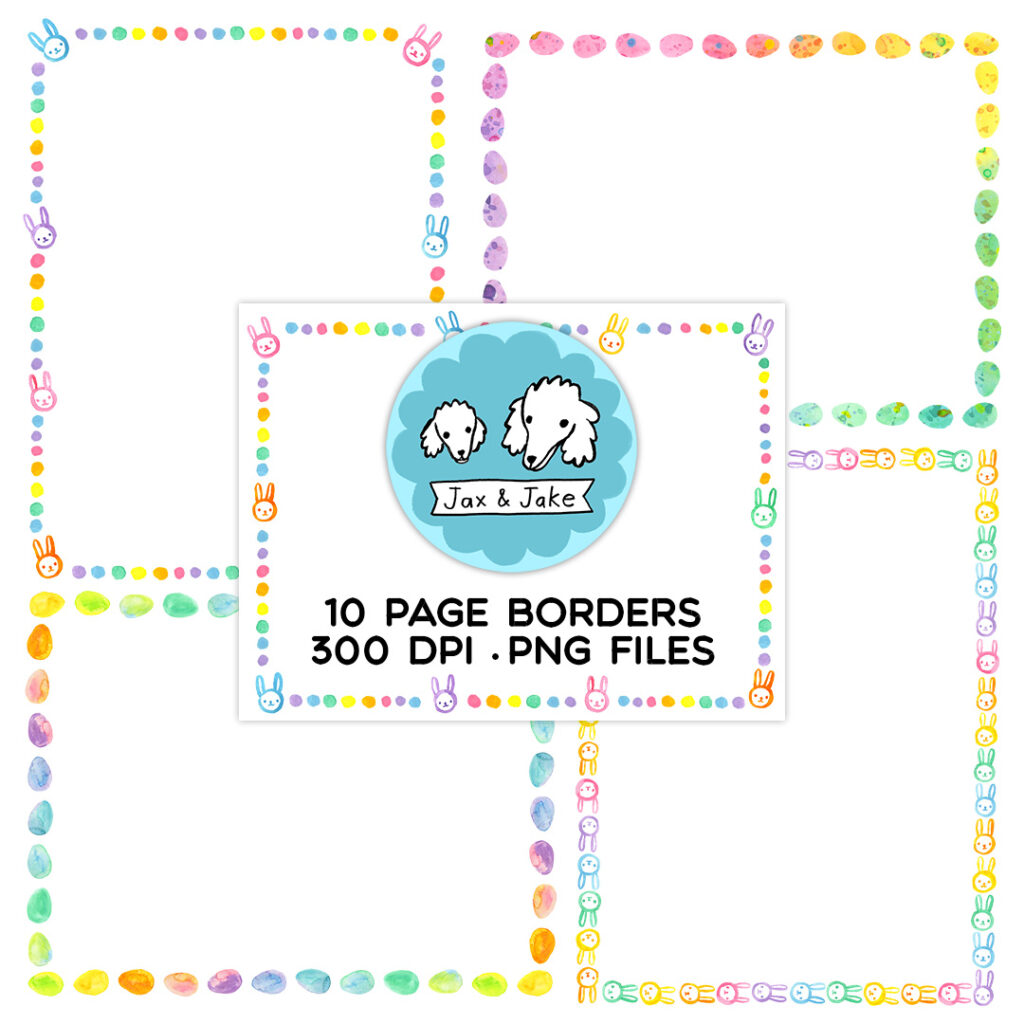 Easter Watercolor Clipart Borders - Spring Rainbow Egg, Bunny Clip Art ...