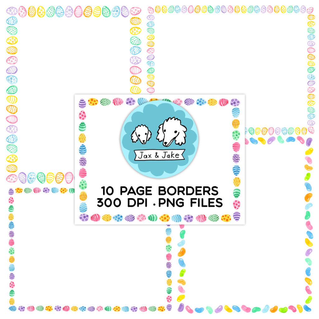 Easter Watercolor Clipart Borders - Spring Rainbow Egg, Bunny Clip Art ...