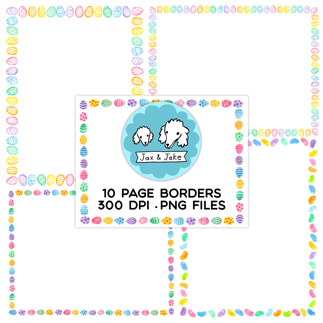 Easter Watercolor Clipart Borders - Spring Rainbow Egg, Bunny Clip Art ...