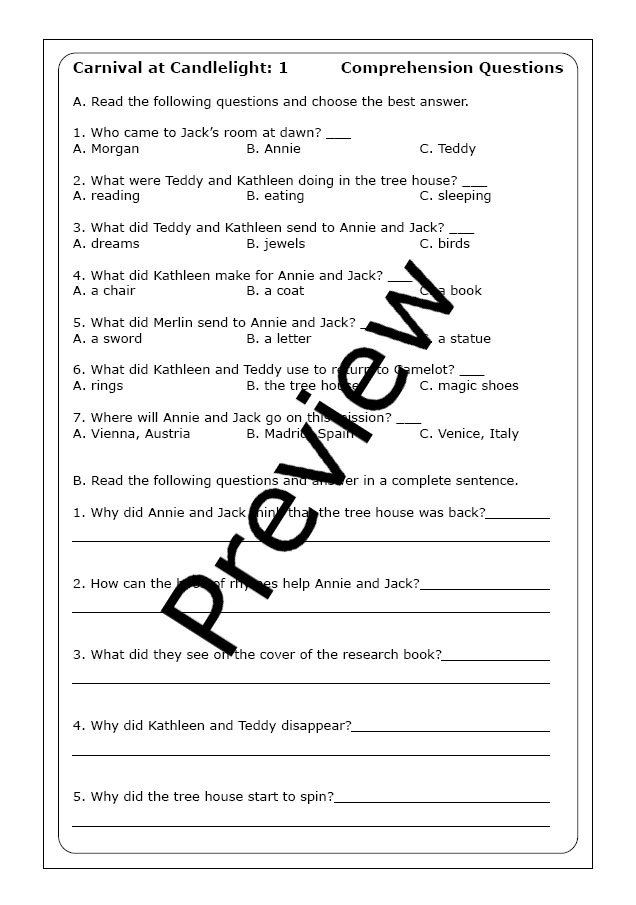 Merlin Mission #5 "Carnival at Candlelight" worksheets | Made By Teachers
