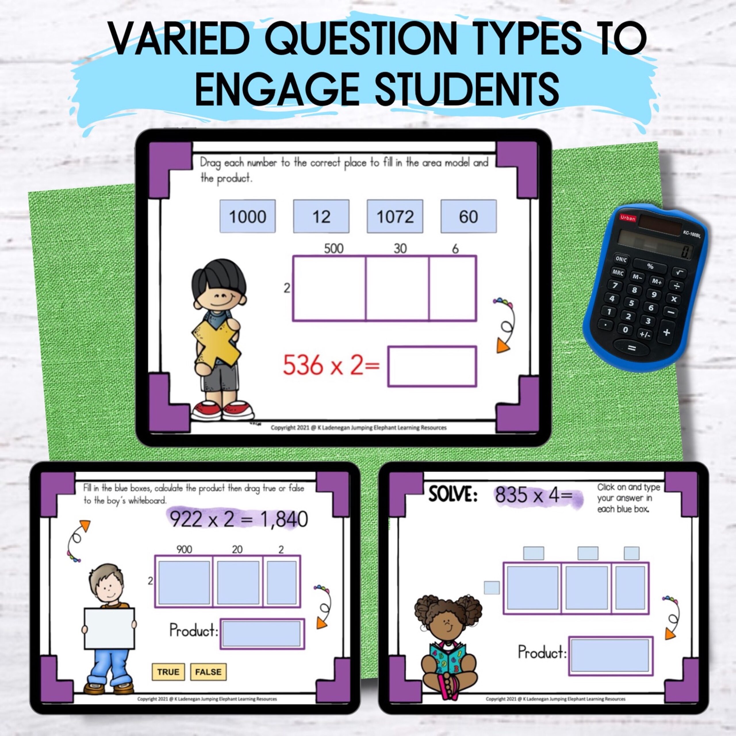 3 digit by 1 digit Area Model Multiplication Google Slides and ...