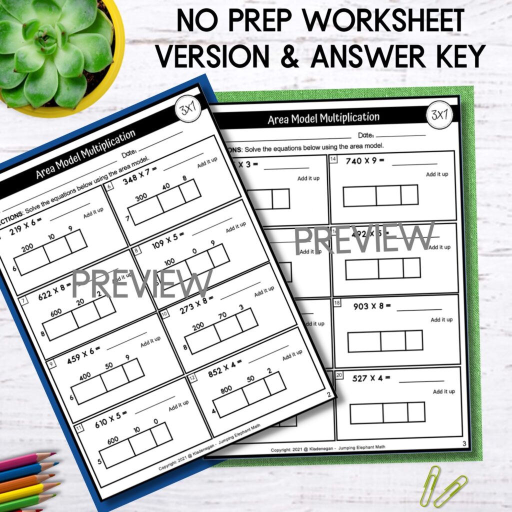 3 digit by 1 digit Area Model Multiplication Google Slides and ...