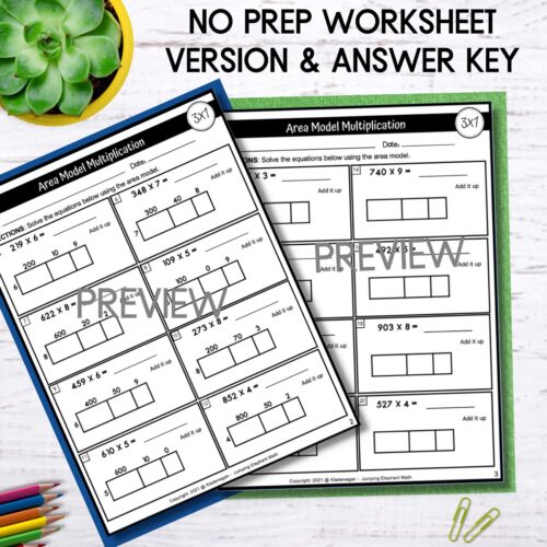 3 digit by 1 digit Area Model Multiplication Google Slides and ...