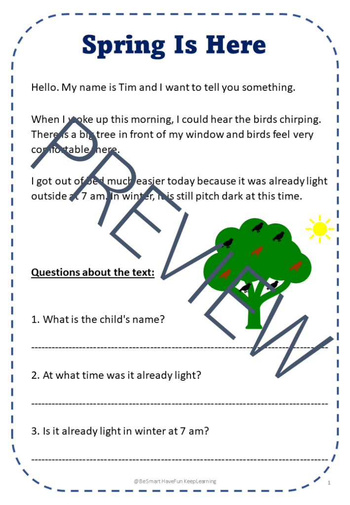 Spring and Easter Short Stories - Reading Comprehension Passages | Made ...