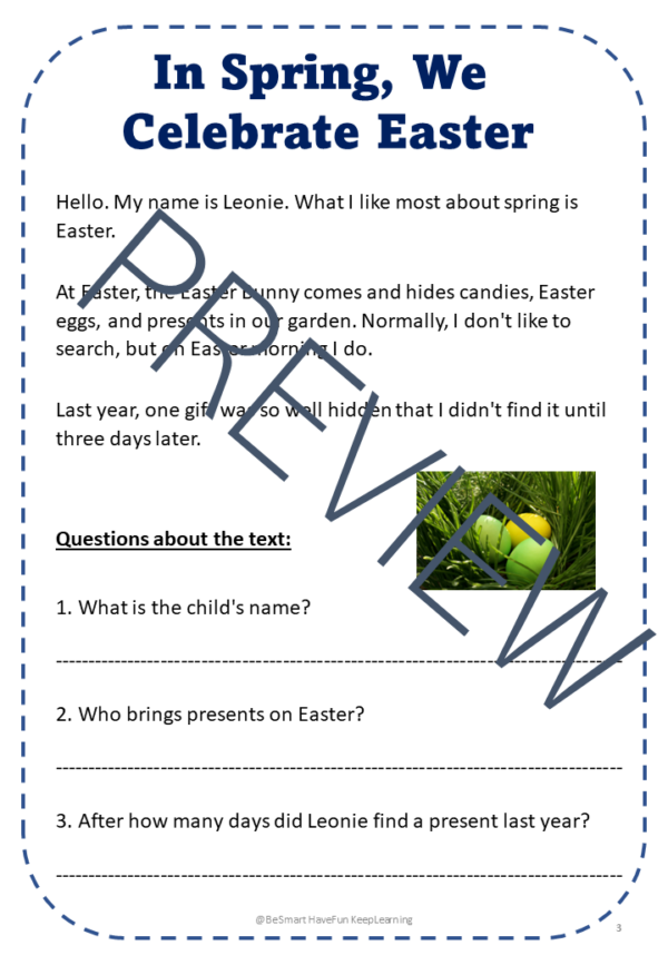 Spring and Easter Short Stories - Reading Comprehension Passages | Made ...