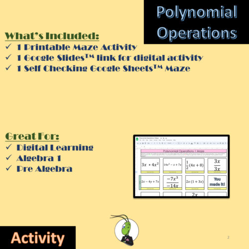 Polynomial Operations Maze Activity | Google and Printable | Digital ...